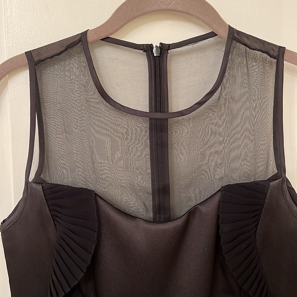 Sandro Black Dress With Ruffles/Sheer Chest - Gem